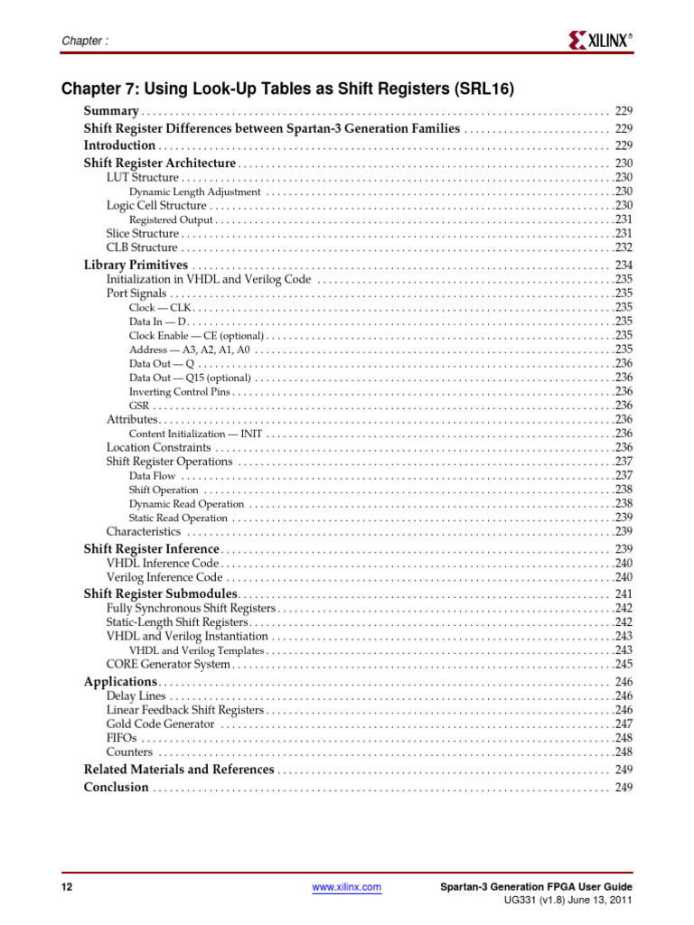 Chapter 7: Using Look-Up Tables As Shift Registers (SRL16) | PDF | Computer Engineering ...