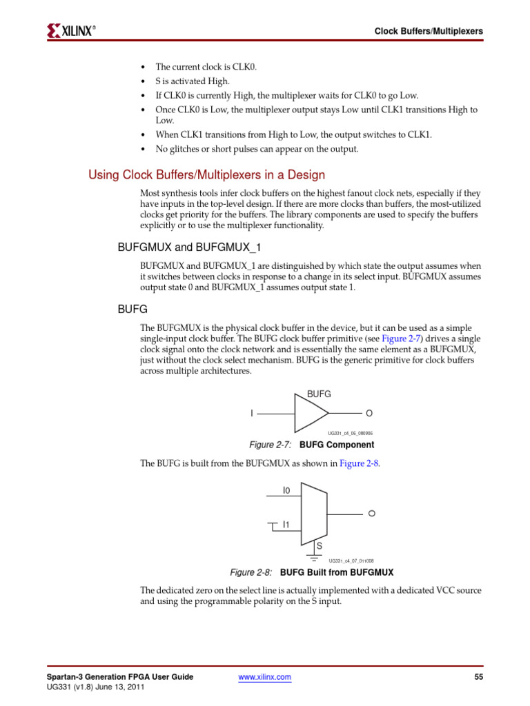 Using Clock Buffers/Multiplexers in A Design: Bufgmux and Bufgmux - 1 | PDF | Electrical ...