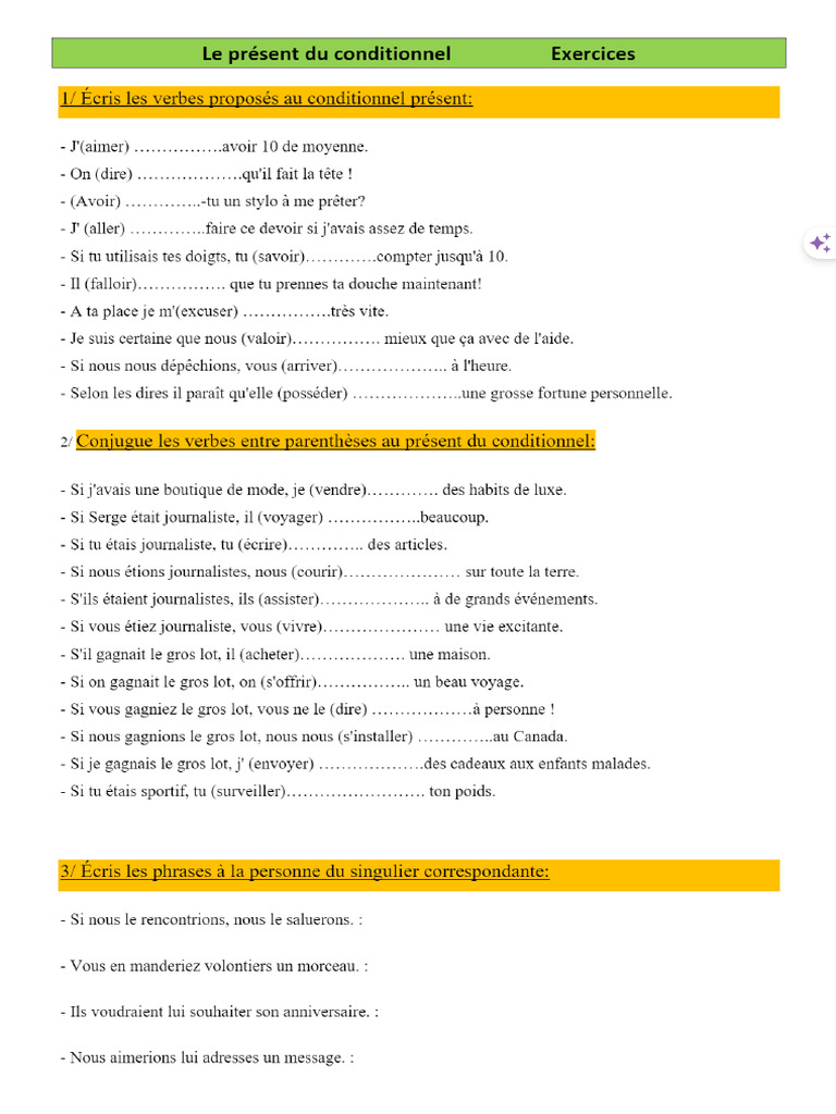 Exercices de Conjugaison | PDF