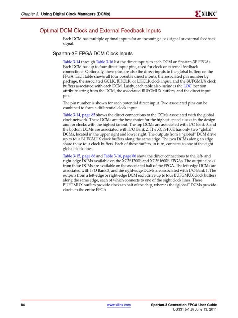 Optimal DCM Clock and External Feedback Inputs | PDF | Field Programmable Gate Array | Computer ...