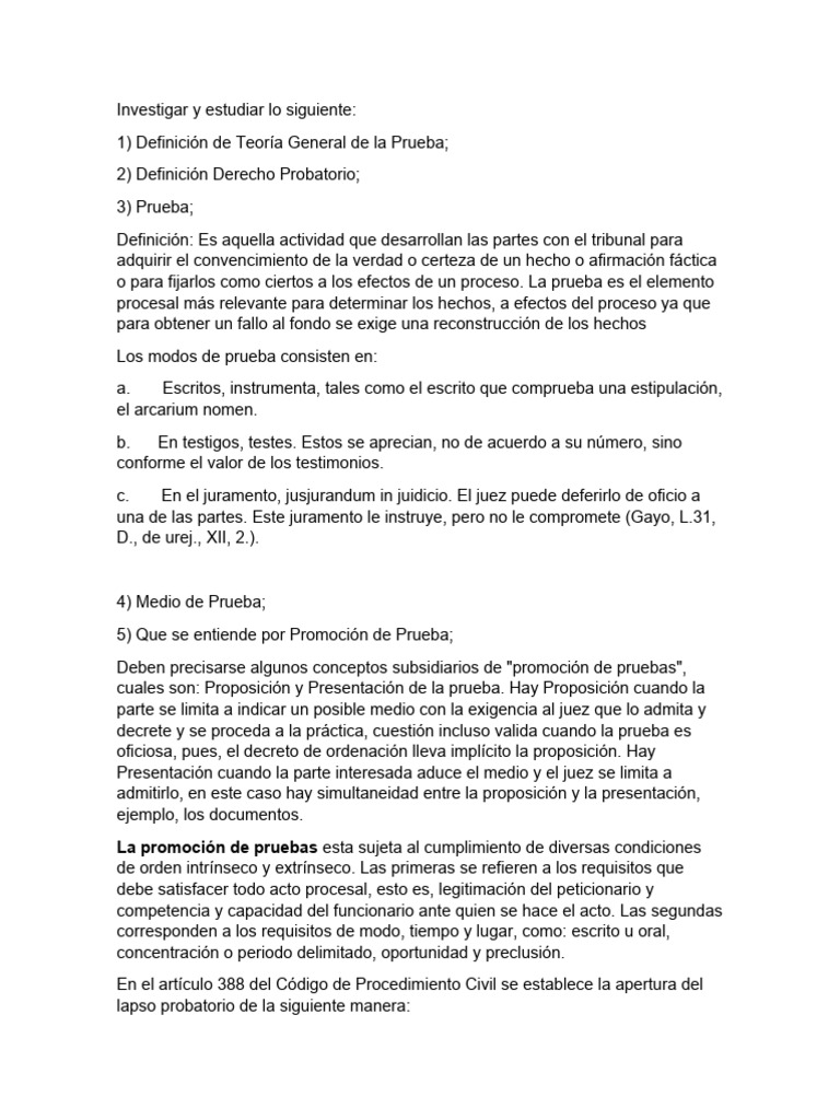 Examen Teoria General de la Prueba | PDF | Evidencia (ley) | Ley procesal