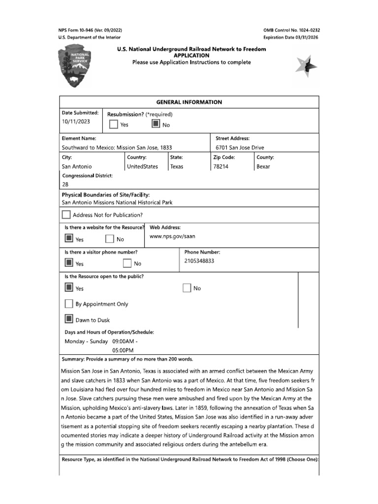 National Park Service Application | PDF