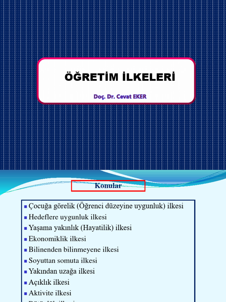 Ogretim Ilkeleri | PDF