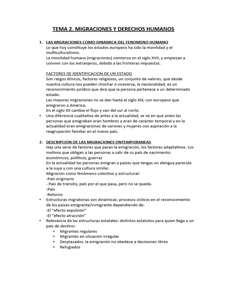 TEMA 2. Migraciones y Derechos Humanos | PDF | Migración humana | Justicia