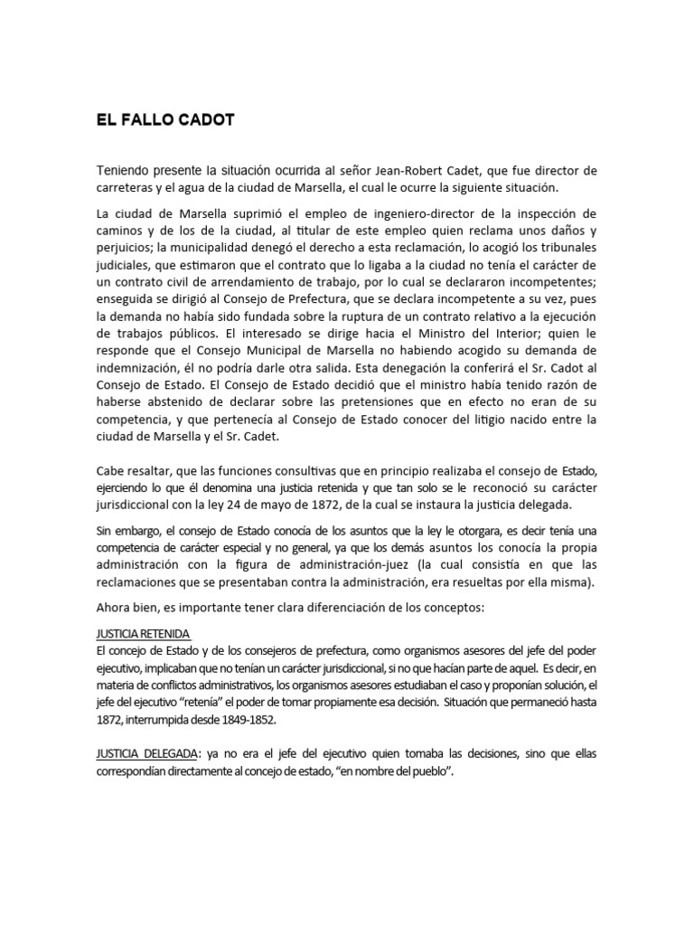 Análisis del Fallo Cadot en Derecho Administrativo | PDF | Jurisdicción ...