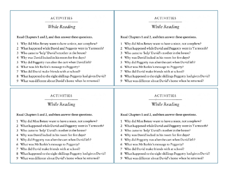 David Cooperfield - While Reading Chapter 1 and 2 | PDF