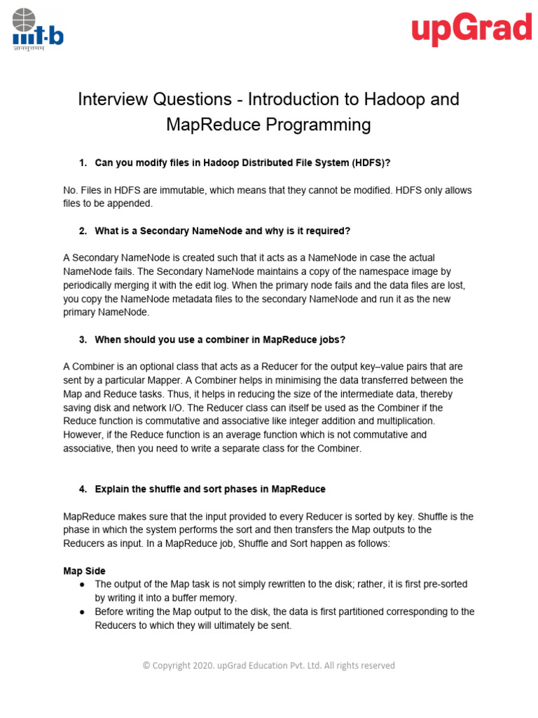 Interview Questions - Introduction To Hadoop and MapReduce Programming | PDF | Apache Hadoop ...