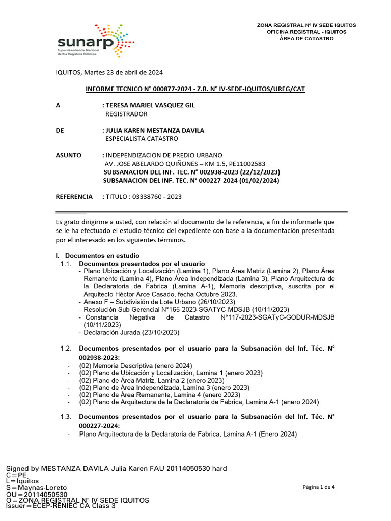 Ultima Observacion Sunarp Abril 2024 | PDF