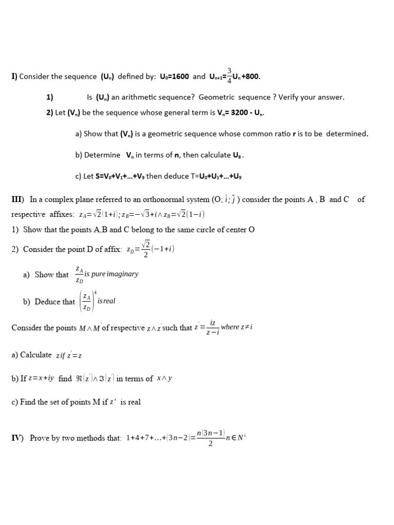 Sequence and Complex Plane Analysis | PDF