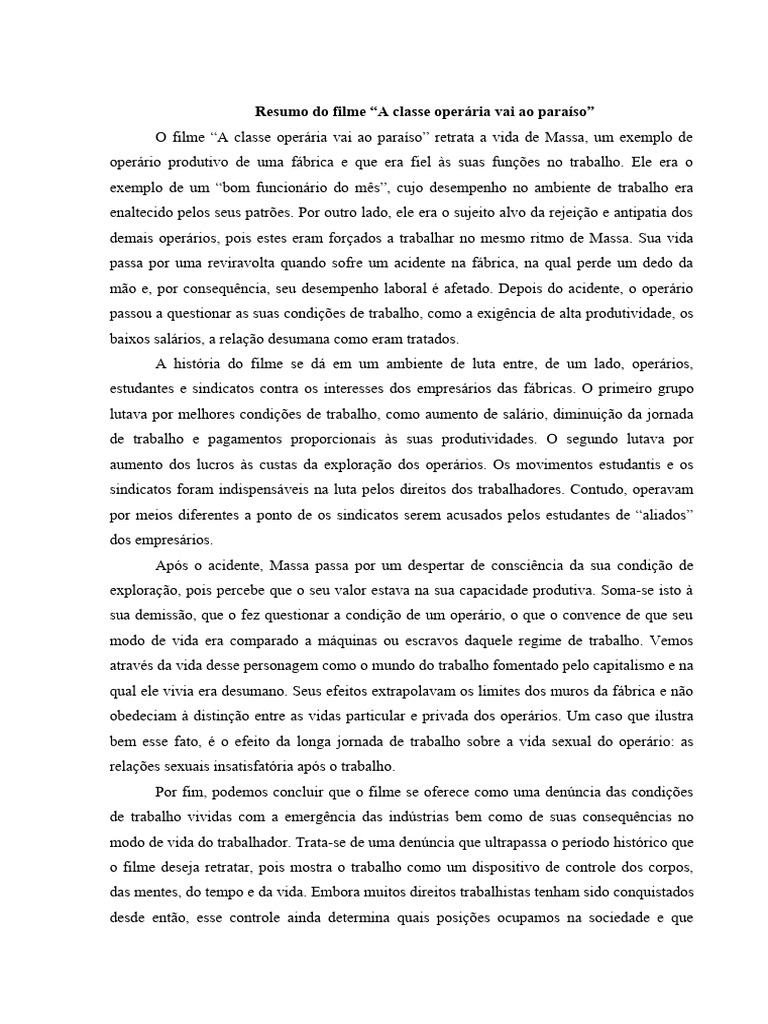 Resumo Do Filme - Rafael Mury | PDF | Sindicato | Economias