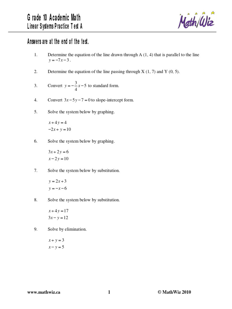 GR 10 Math WS | PDF | Equations | Mathematical Concepts