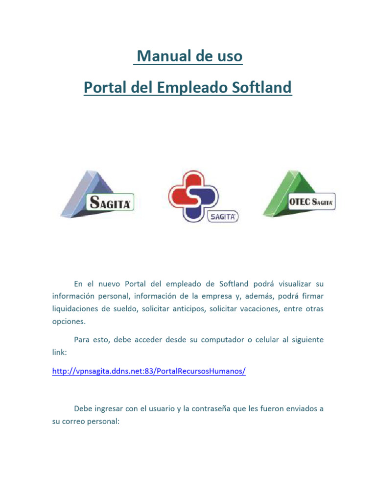 Manual de Uso Portal Del Empleado Softland | PDF | Contraseña | Informática