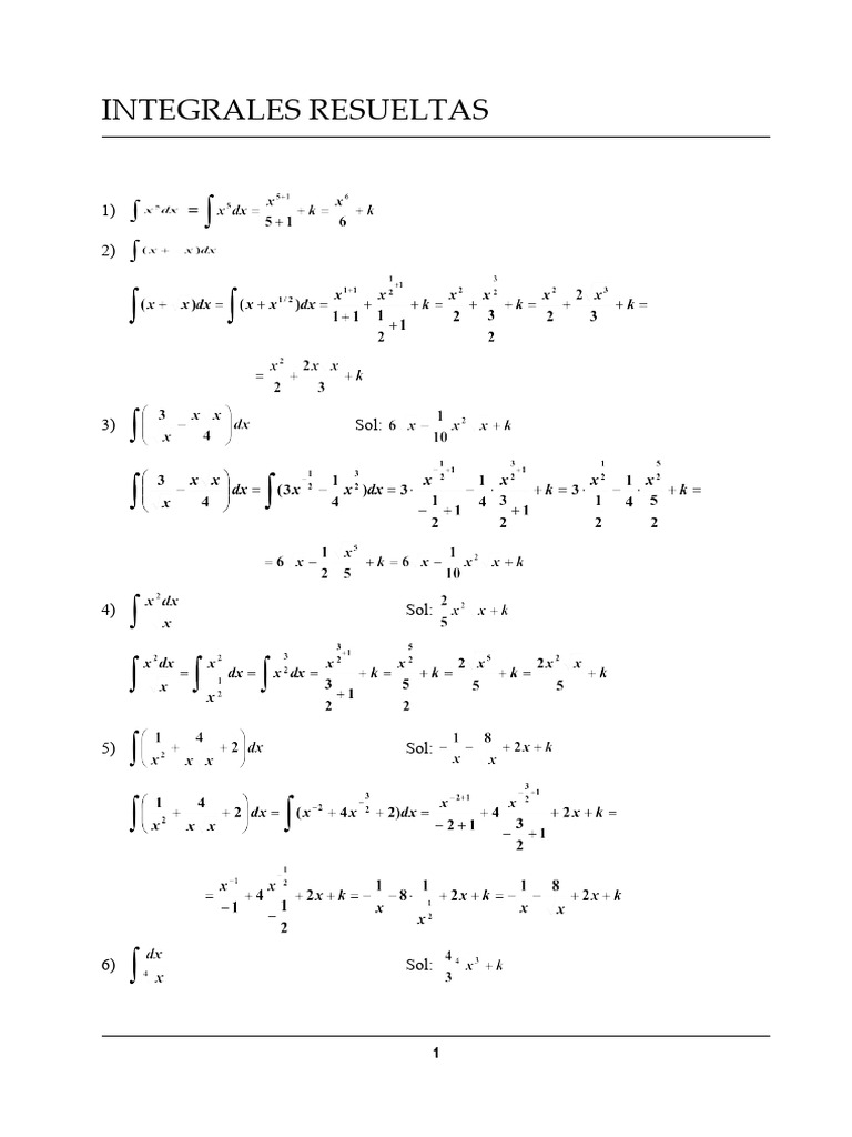 INTEGRALES_RESUELTAS_1 | PDF | Integral | Matemáticas