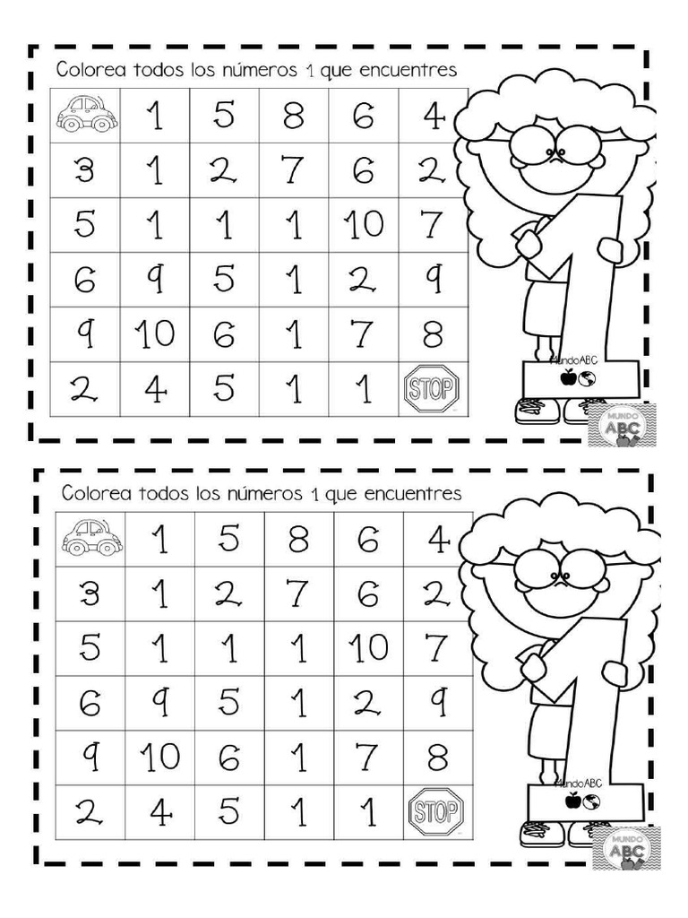 Colorea Los Números 1 | PDF