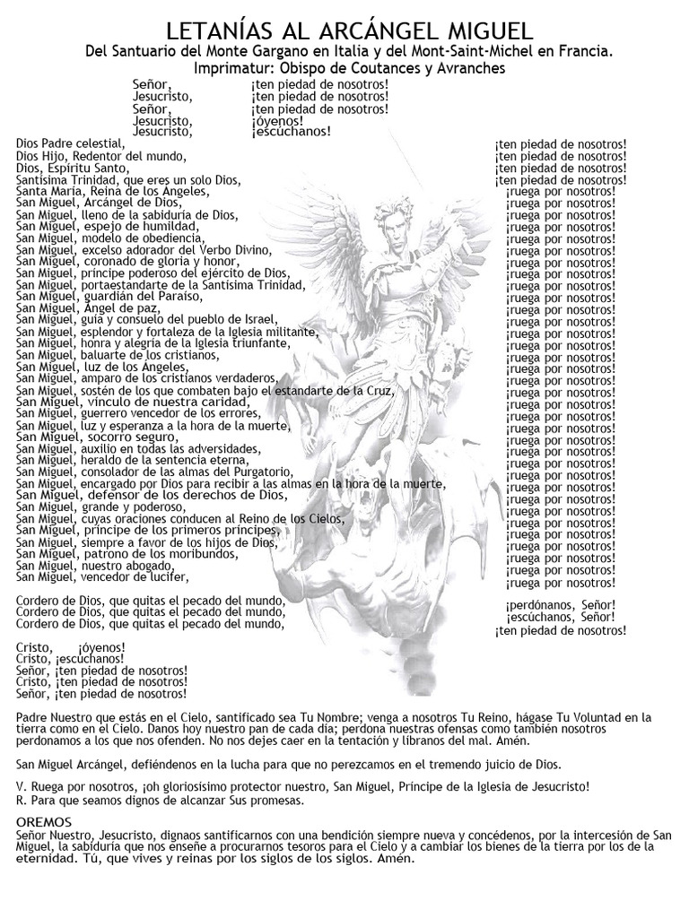 Letanías Al Arcángel Miguel | PDF | Miguel (Arcángel) | orador del Señor