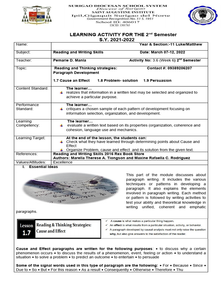 Reading and Writing W6 Exam | PDF | Reading Comprehension | Essays Reading and Writing W6 Exam | PDF | Reading Comprehension | Essays