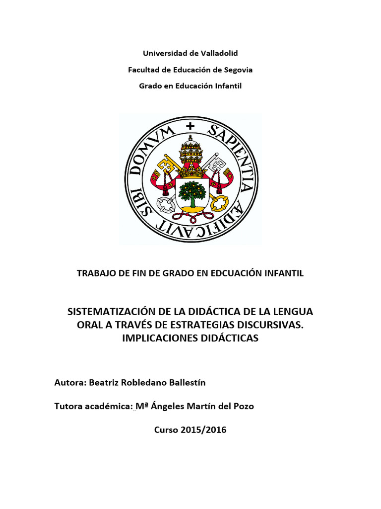 TFG-B 885 | PDF | Aprendizaje | Educación de la primera infancia