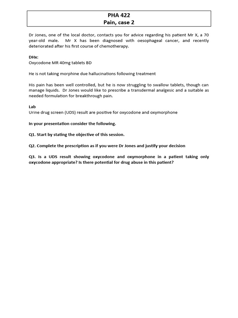 PHA 422, Student Copy_Pain part 2 management in palliative care - 2023 ...