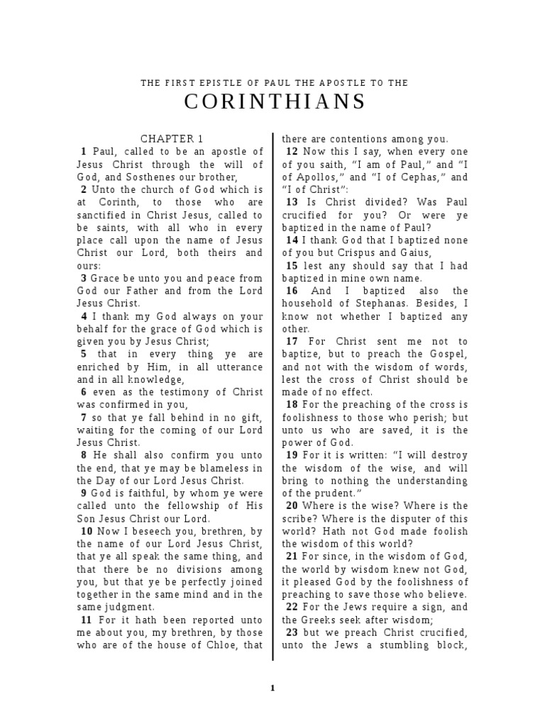 Corinthians: The First Epistle of Paul The Apostle To The | PDF | Leisure