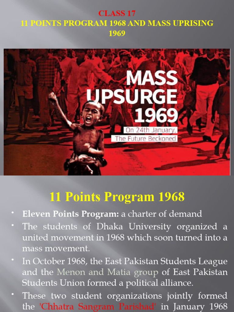 Class 17 & 18 (11 Points Mass Uprising 1969) | PDF