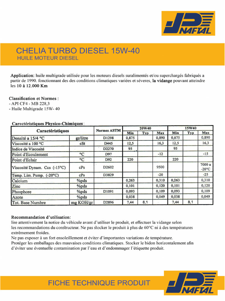 Chelia Turbo Diesel 15W 40 | PDF
