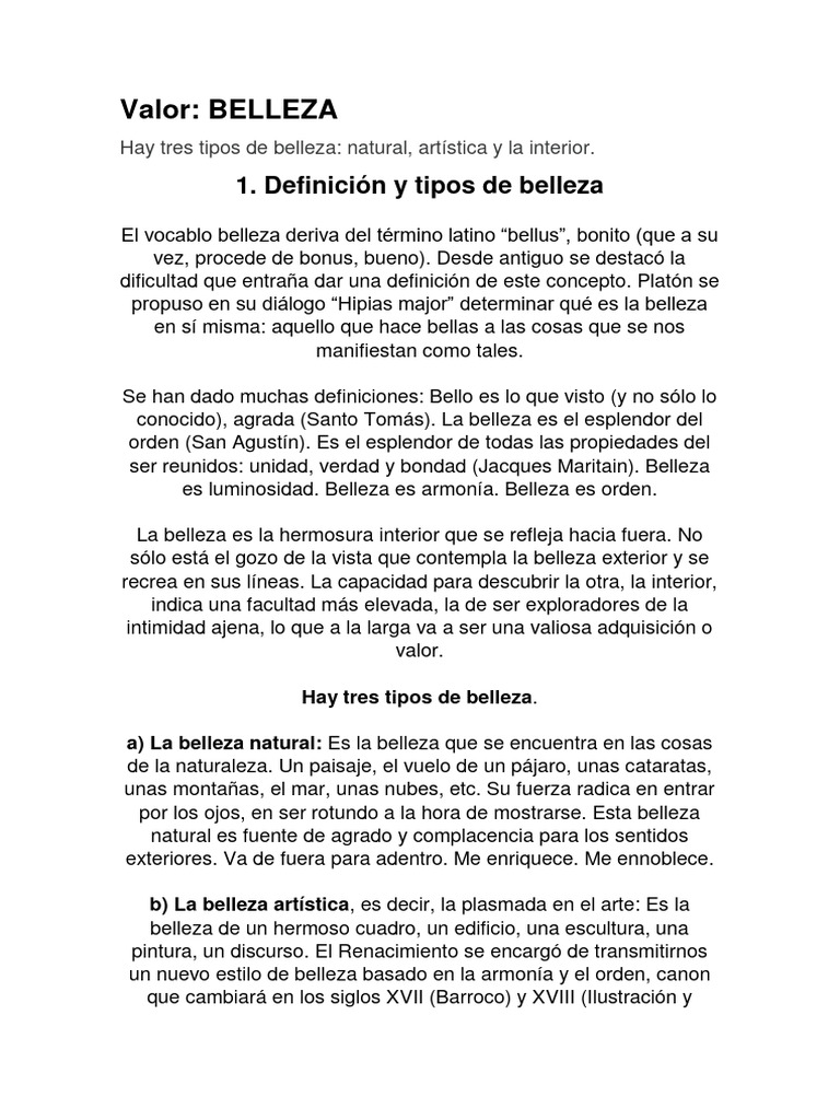 Valor-Belleza | PDF | Belleza | Verdad