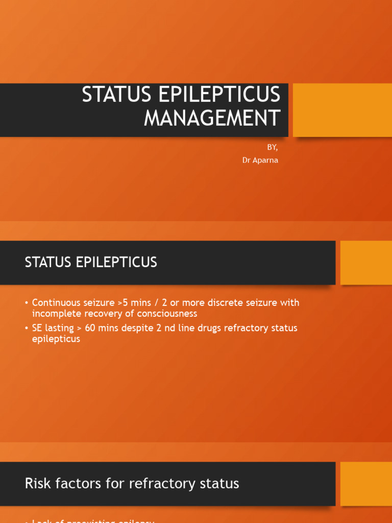 Status Epilepticus Management | PDF | Midazolam | Medicine