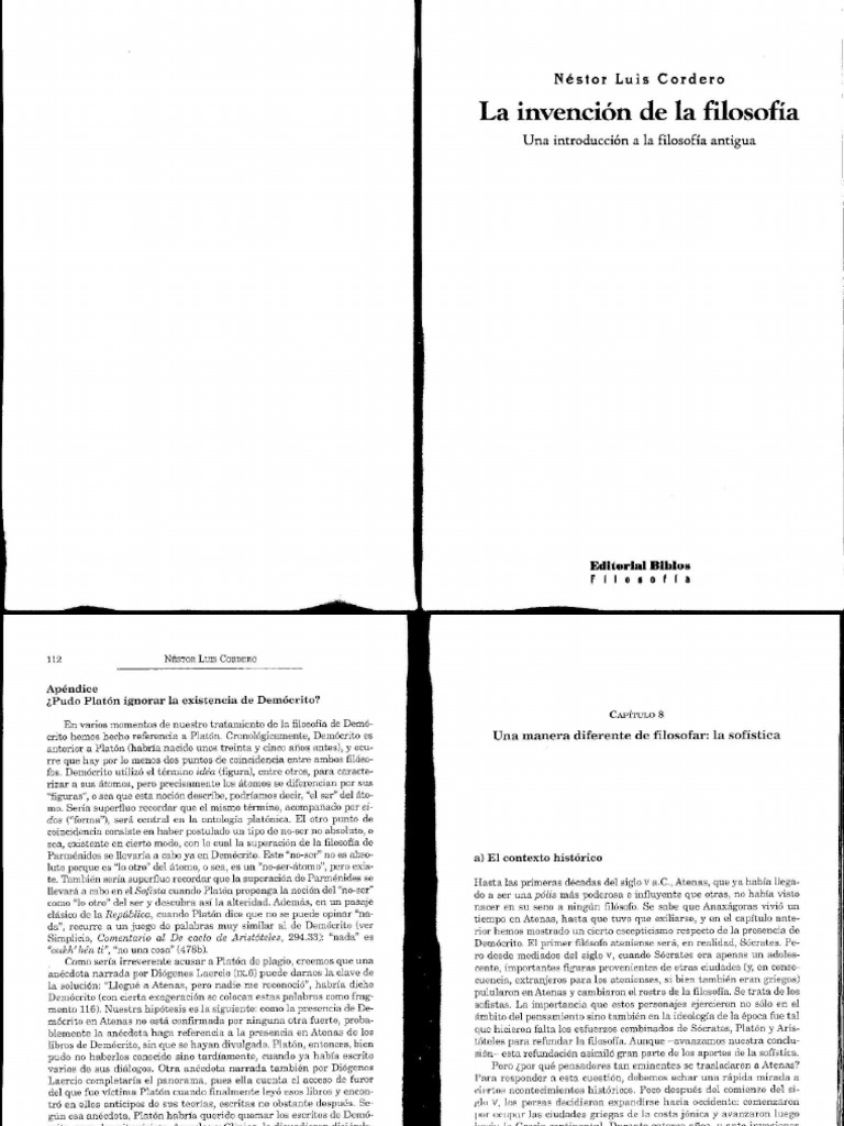 U2. Cordero - La Invención de La Filosofía (Cap 8 y 9) | PDF