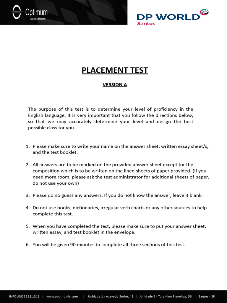 Placement Test Version A | PDF