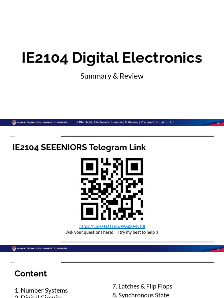 IE2104 Digital Electronics Summary (By Garage@EEE) | PDF | Cmos | Logic ...