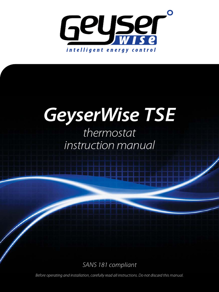 GeyserWise Manual TSE1 | PDF | Electrical Connector | Thermostat