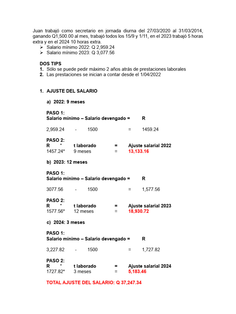Práctica Ajuste Del Salario | PDF | Salario | Salario mínimo