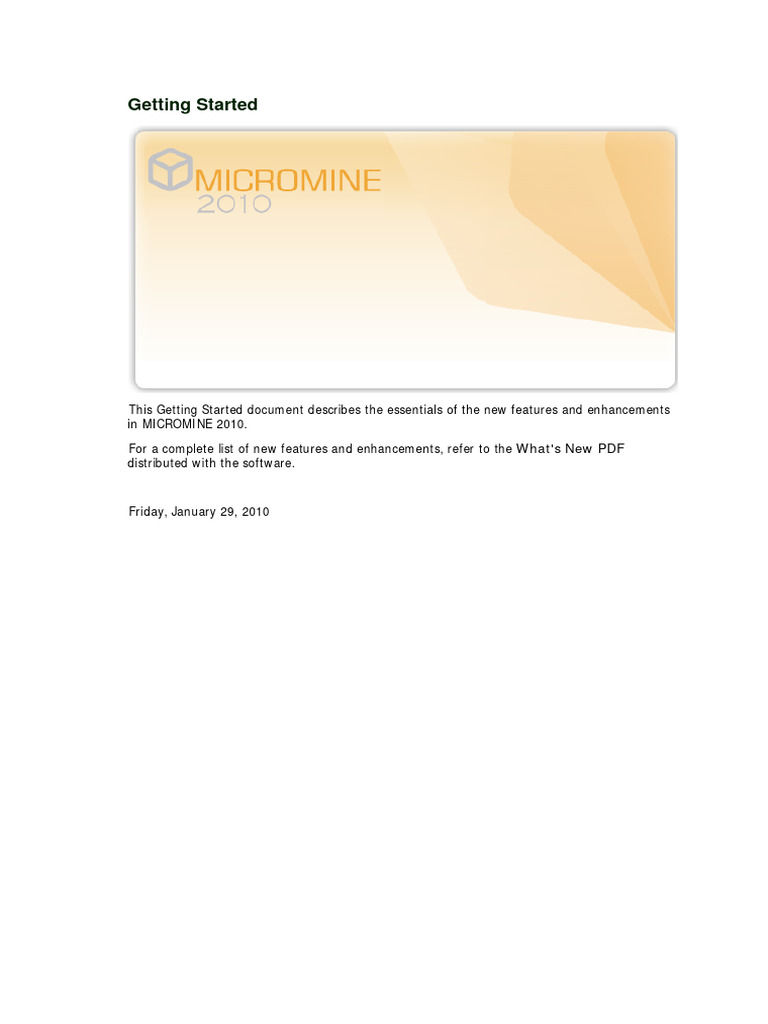 Micromine. Getting Started. Micromine 2010 | PDF | Rotation | Page Layout