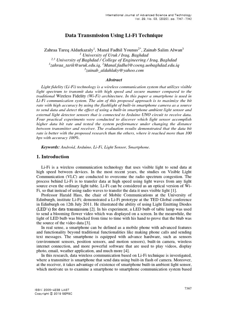 Data Transmission Using Li Fi Technique Download Free Pdf Wi Fi Smartphone