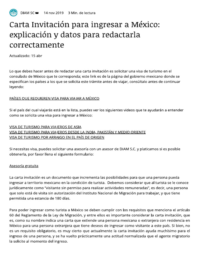 Carta Invitacion Mexico | PDF