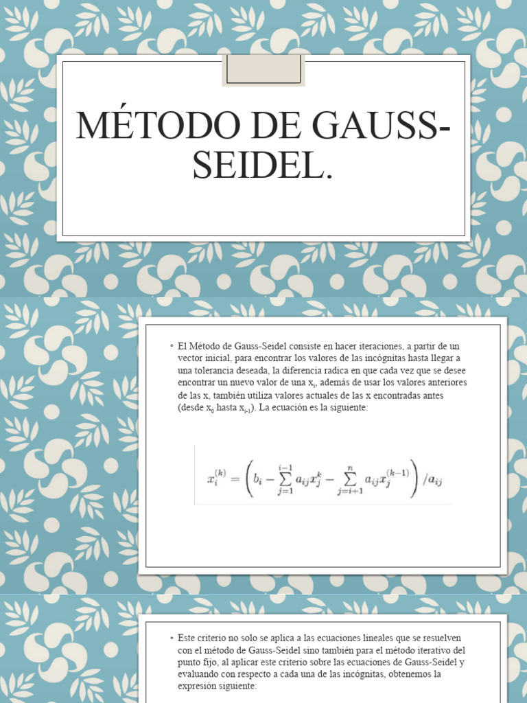 Metodo de Gauss-Seidel | PDF | Ciencia y matemáticas