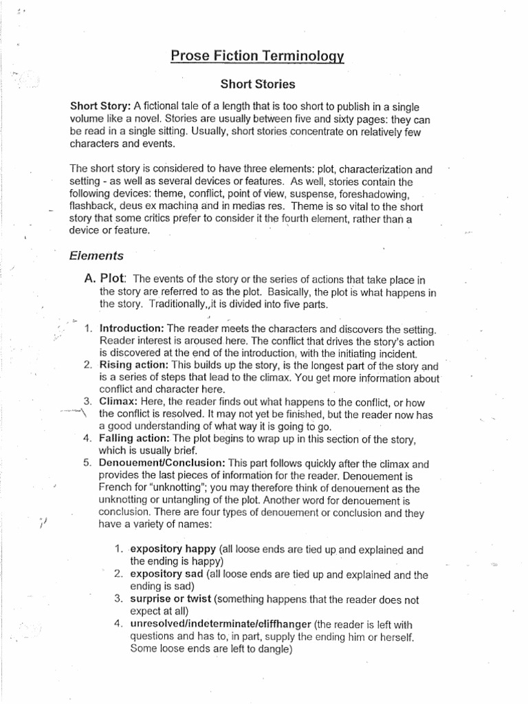 Short Story Terminology | PDF