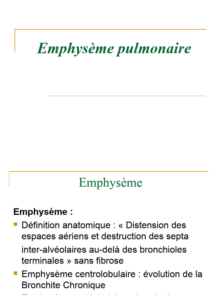 Emphysème pulmonaire : définitions et types | PDF | Poumon | Maladies ...