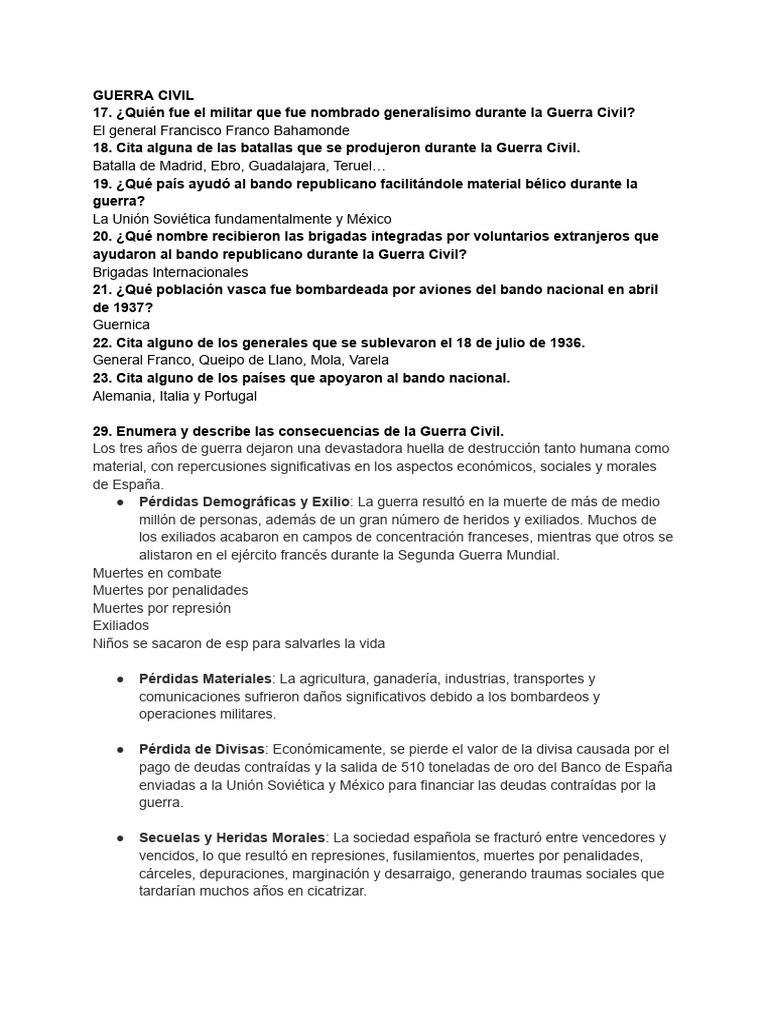 Preg Tema 10 Guerra Civil | PDF | guerra civil Española | Francisco franco