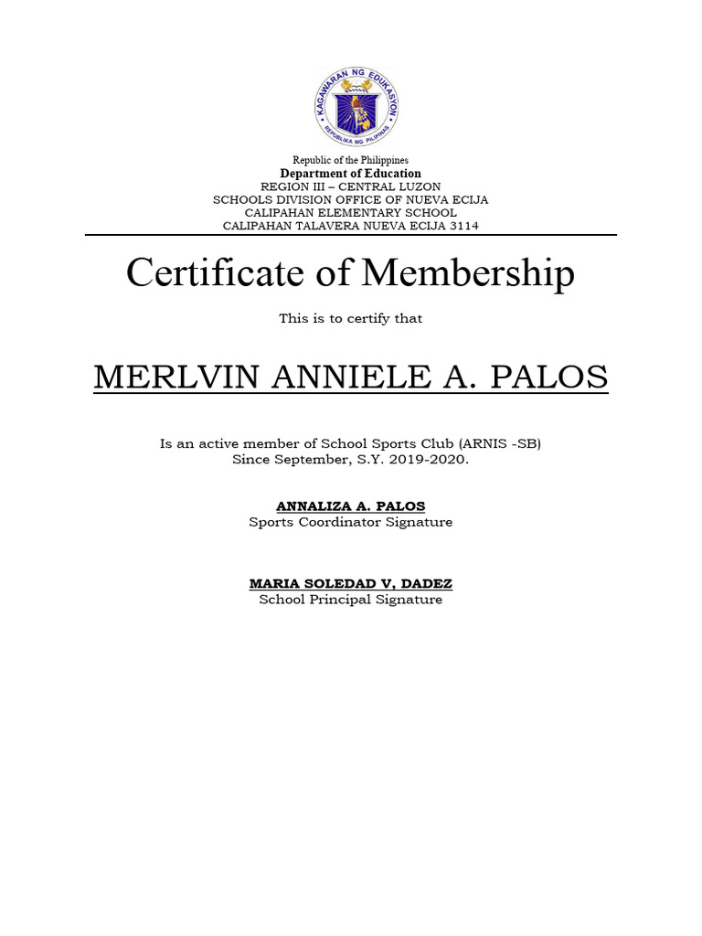 Certificate of Membership | PDF
