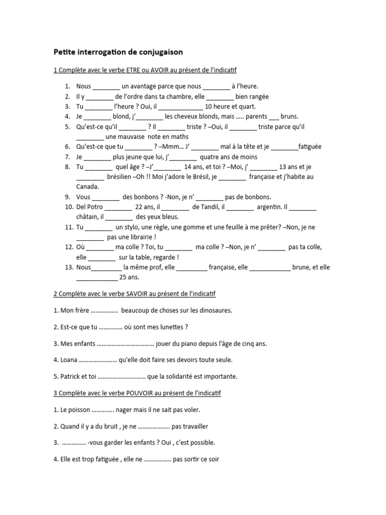 EVALUATION Complétez Avec Les Verbes Au Présent | PDF | Échecs