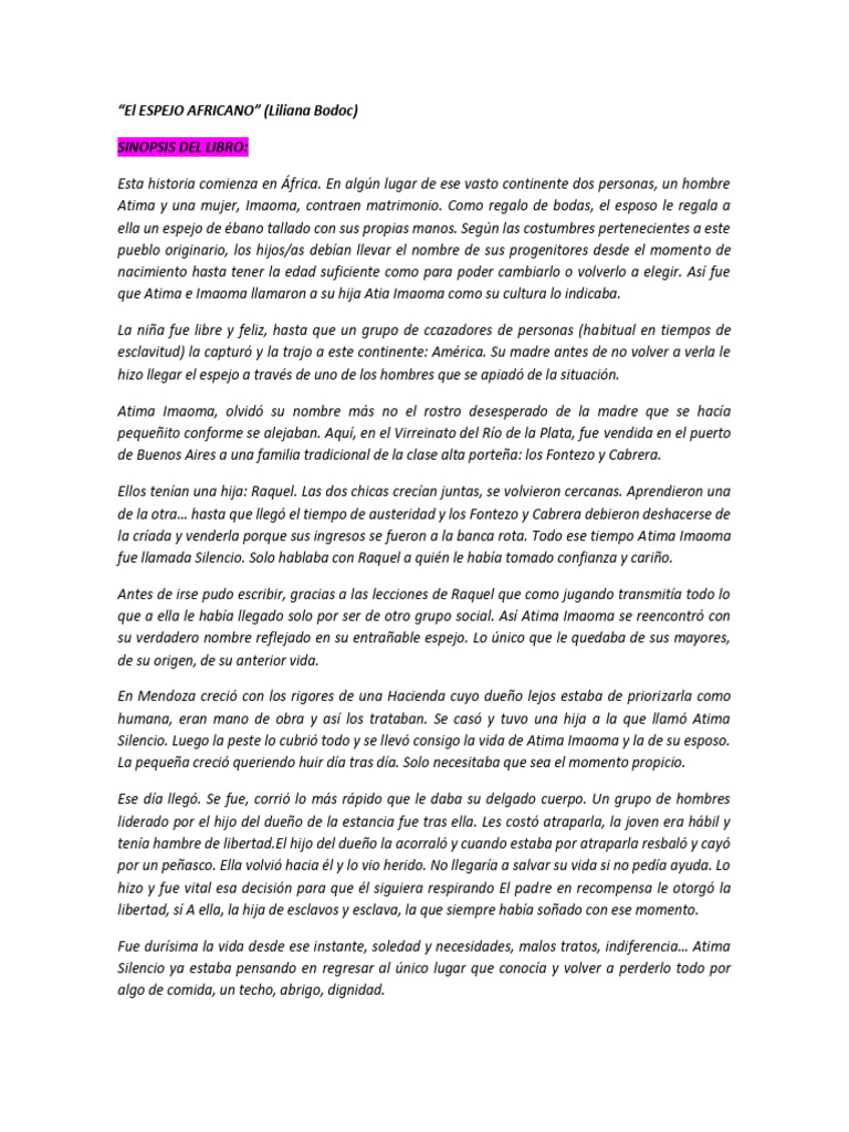 El Espejo Africano: Historia de Libertad | PDF