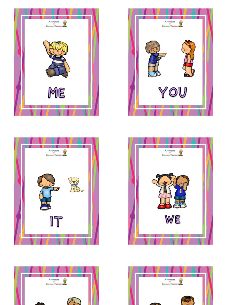 Tarjetas Pronombres Ilustrado | PDF