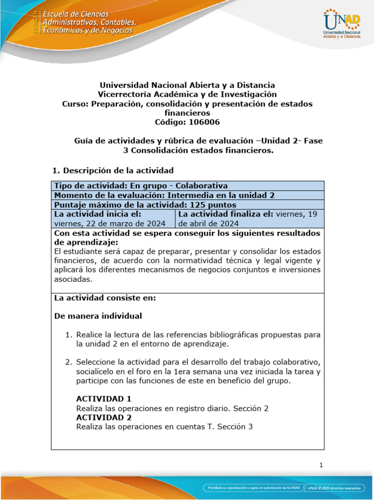 Guia de Actividades y Rúbrica de Evaluación - Unidad 2 - Fase 3 - Consolidación de Estados ...