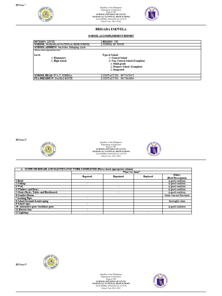BE-Form-7-SCHOOL-ACCOMPLISHMENT-REPORT | PDF