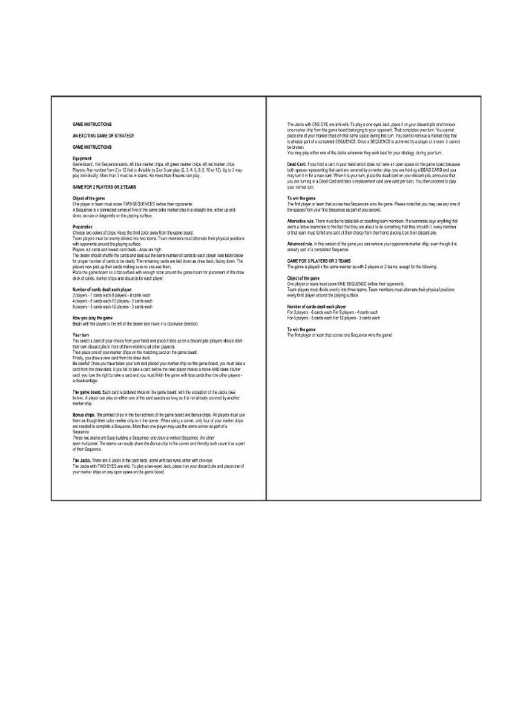Sequence Card Game Board Instructions - 267121.jpg | PDF