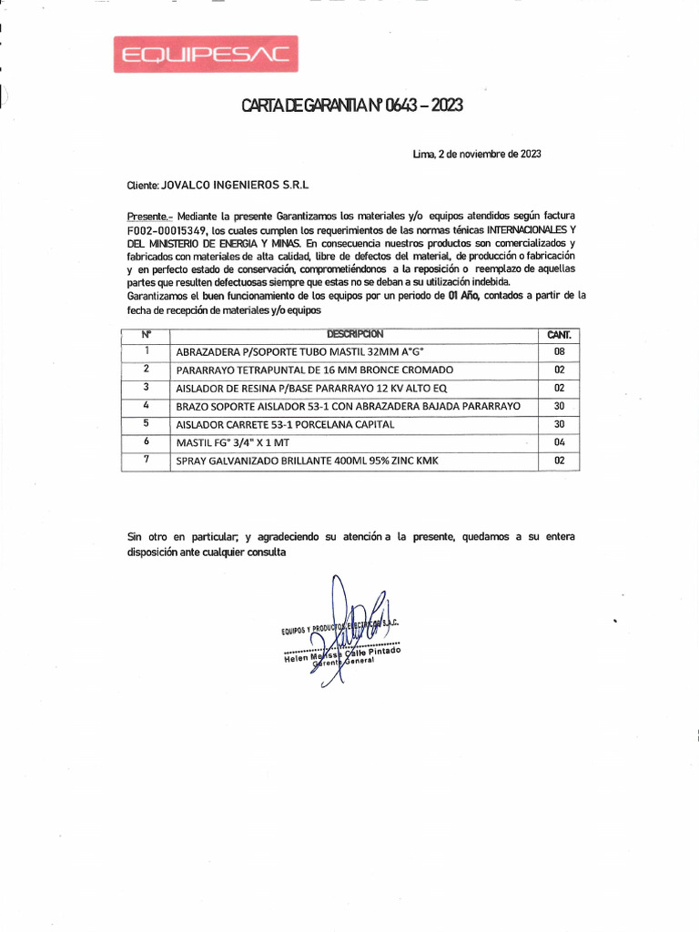 Certificado de Calidad de Elementos de Pararrayos | PDF