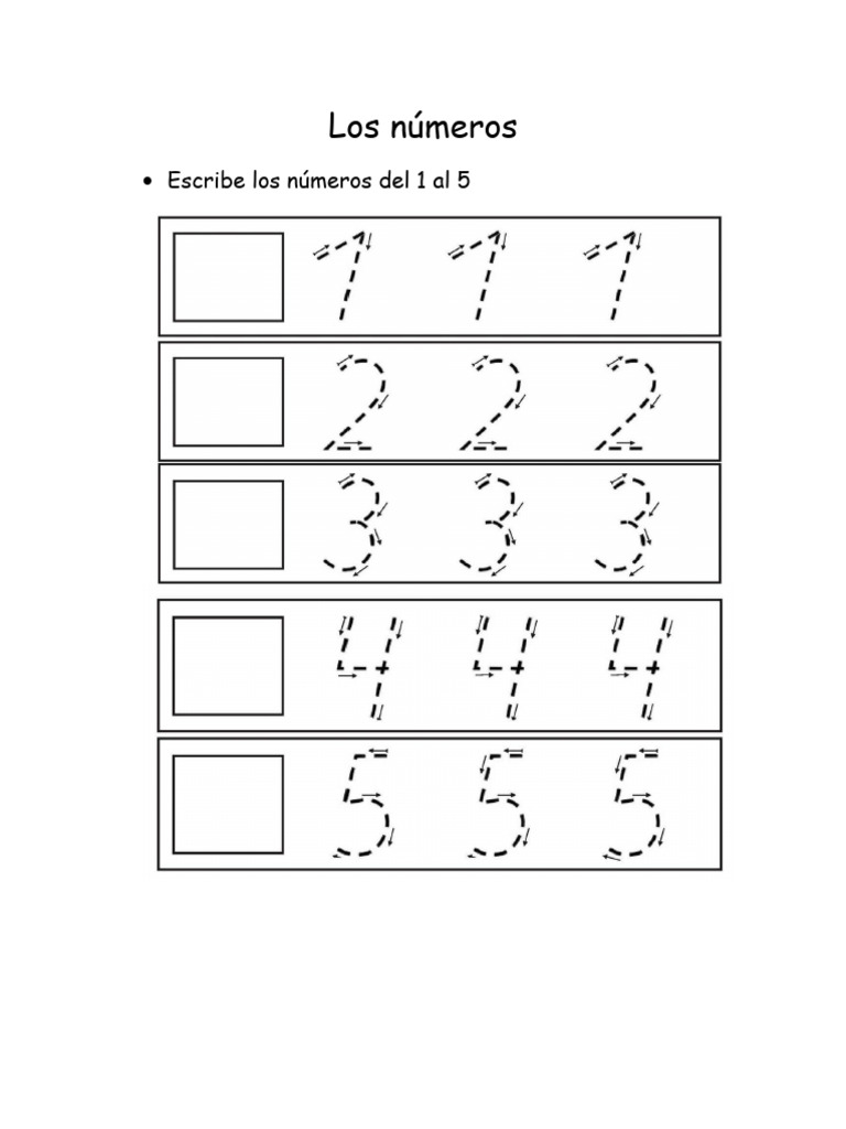 Los Números 1 Al 5 Apresto | PDF