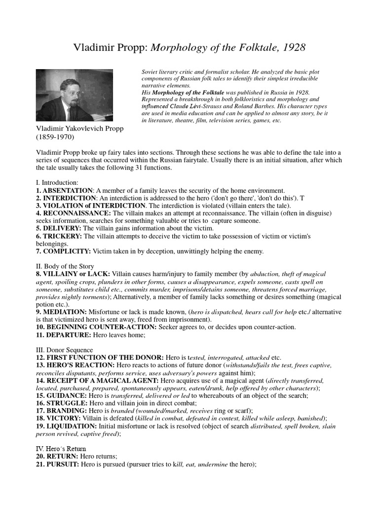 Propp Morpohology | PDF | Traditional Stories | Folklore