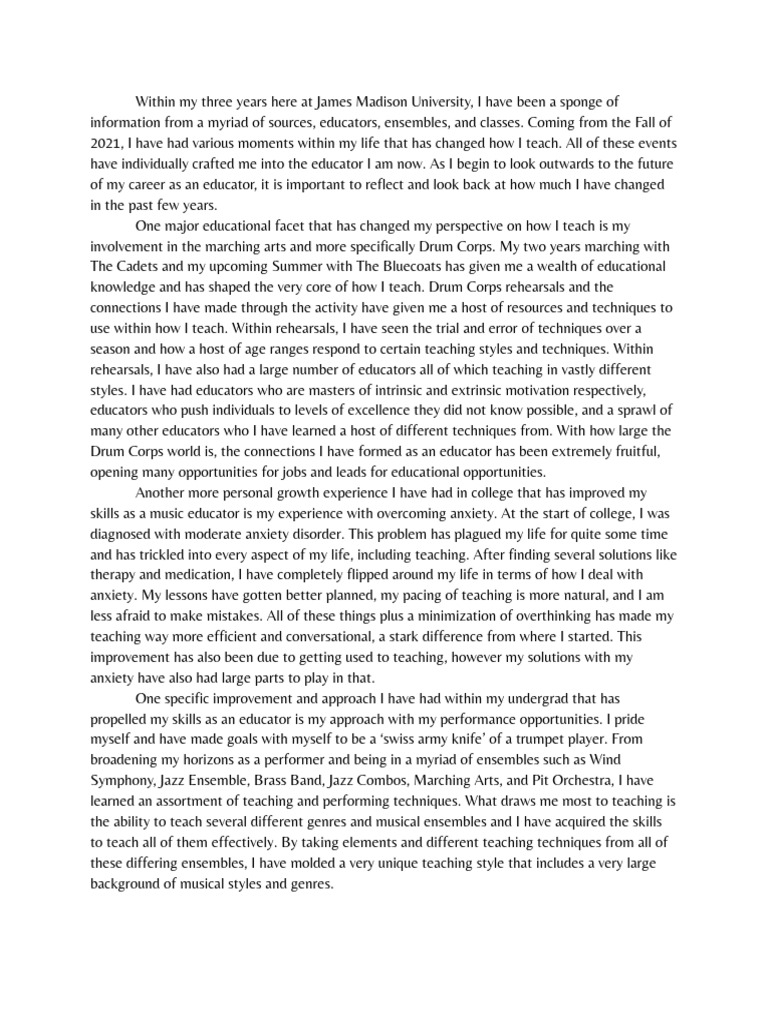 professional reflection | PDF | Teachers | Anxiety Disorder